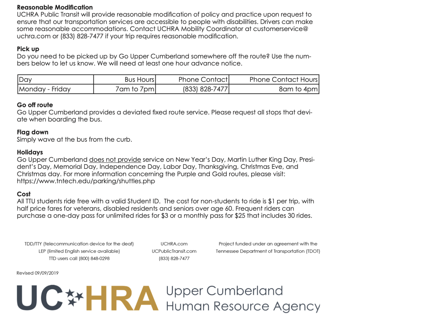 Go UC TTU 2 – UCHRA Public Transportation