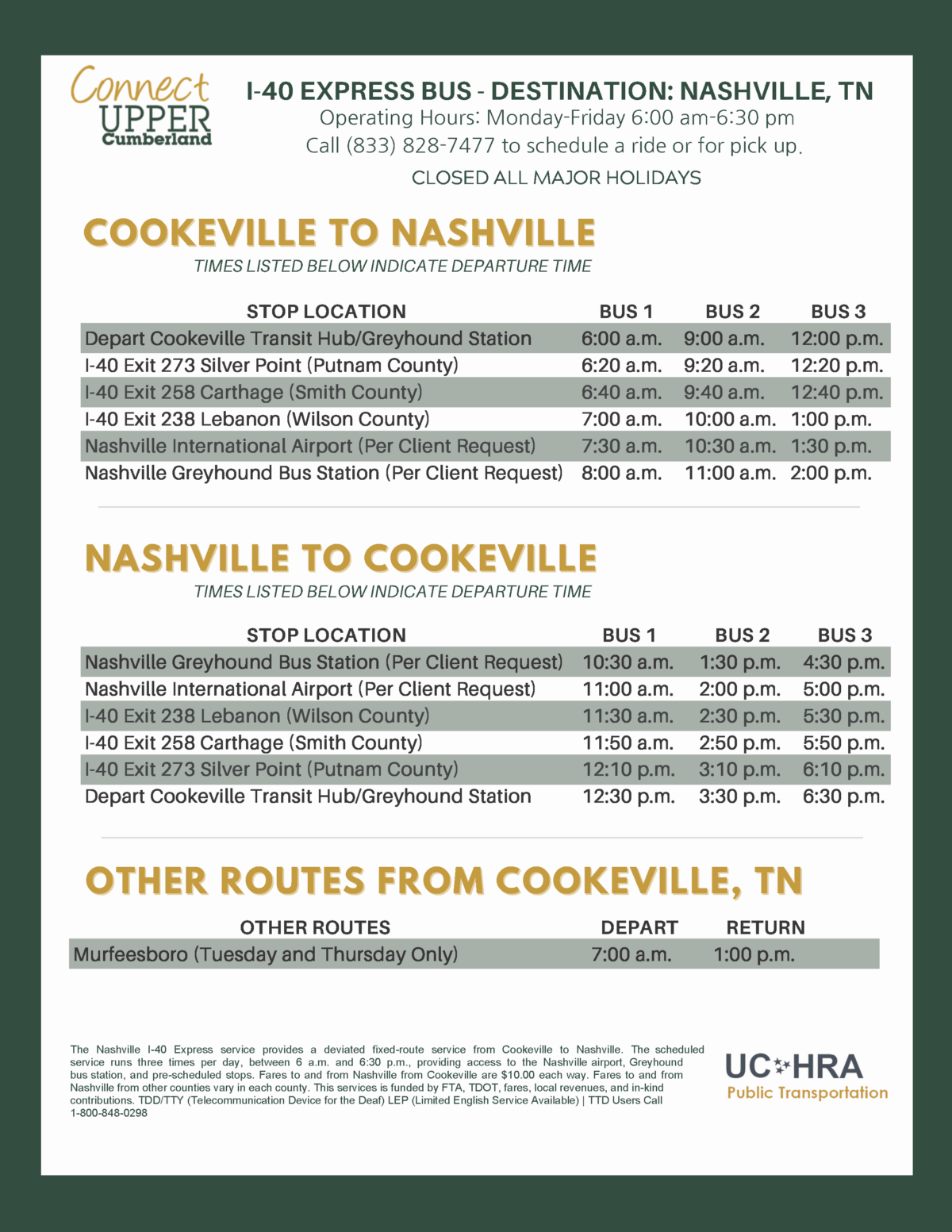 Connect Maps – UCHRA Public Transportation